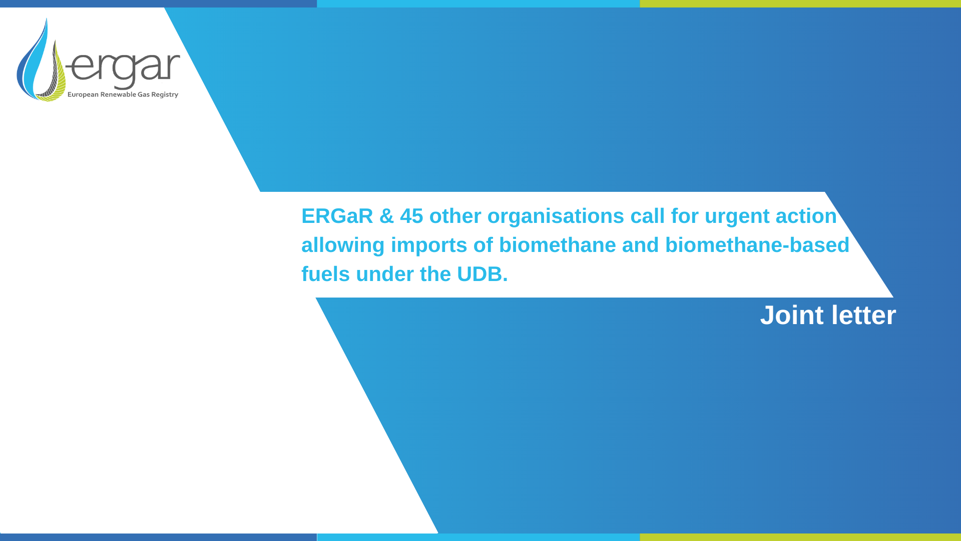 Joint letter on imports of biomethane and biomethane based fuels - ERGaR